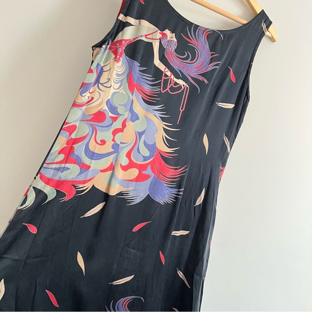 Citron | Dresses | Vintage Citron Black 0 Silk Maxi Dress With Print ...